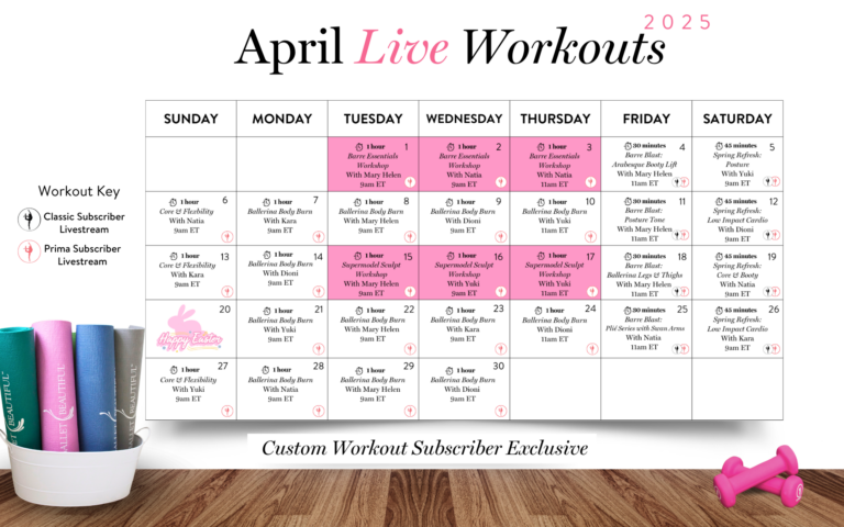 Livestream Calendar - Ballet Beautiful