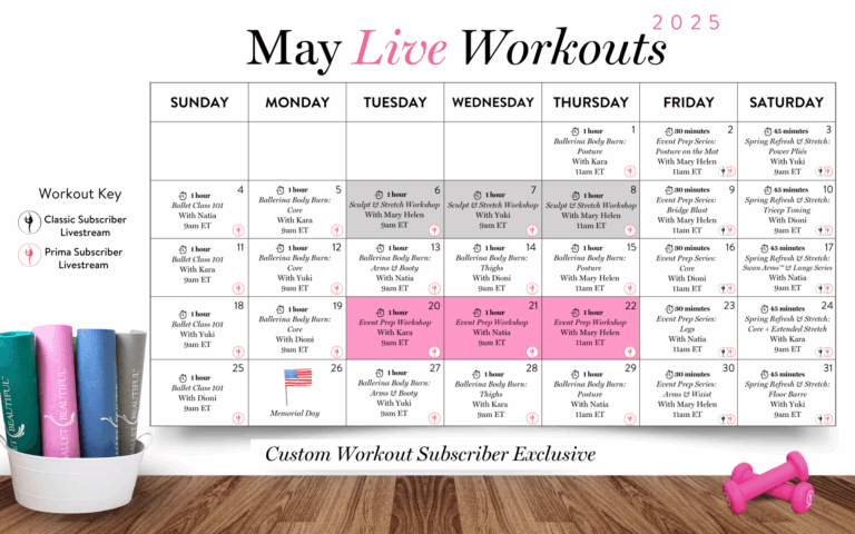 Livestream Calendar - Ballet Beautiful