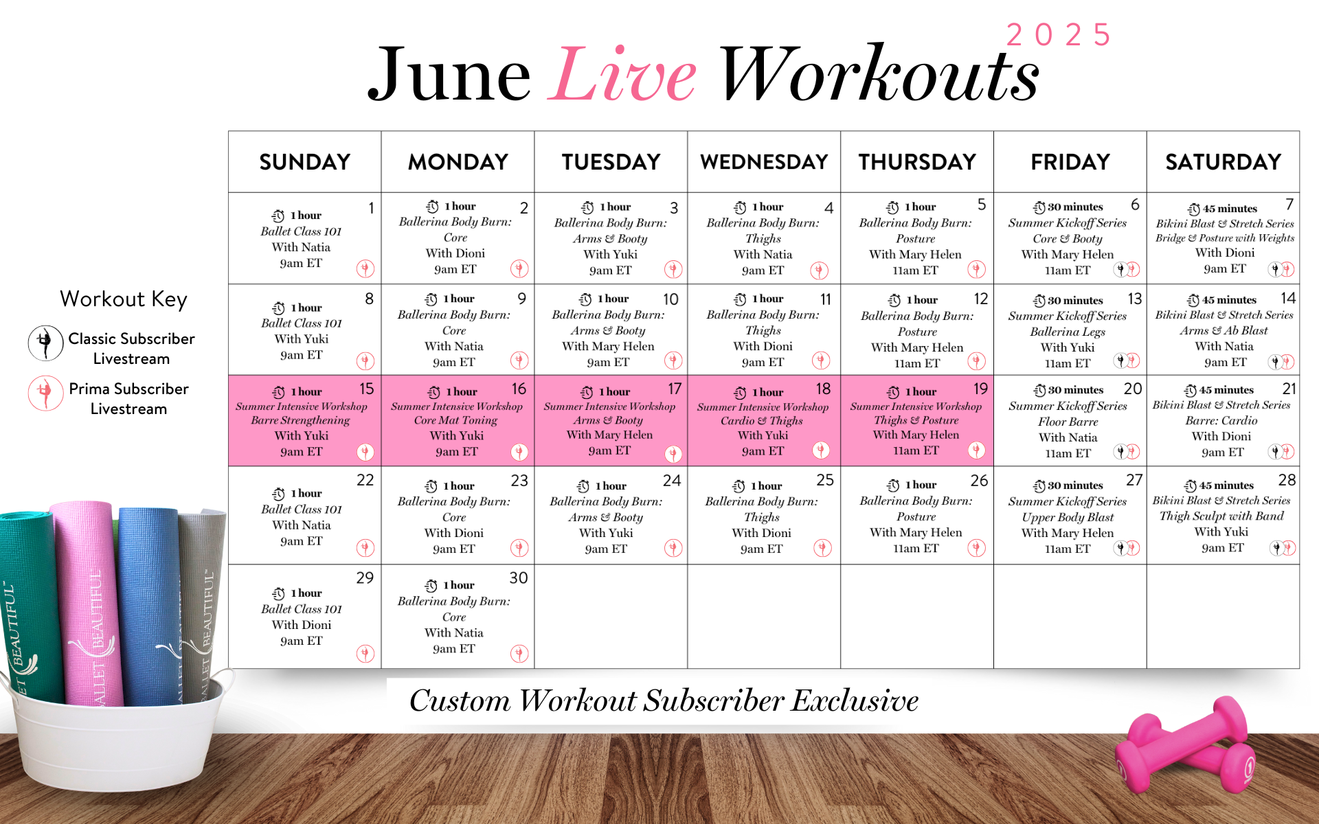 Livestream Calendar - Ballet Beautiful